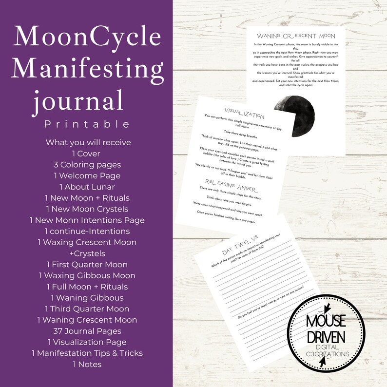 Manifesting With Moon Cycle Notebook Law of Attraction Download ...