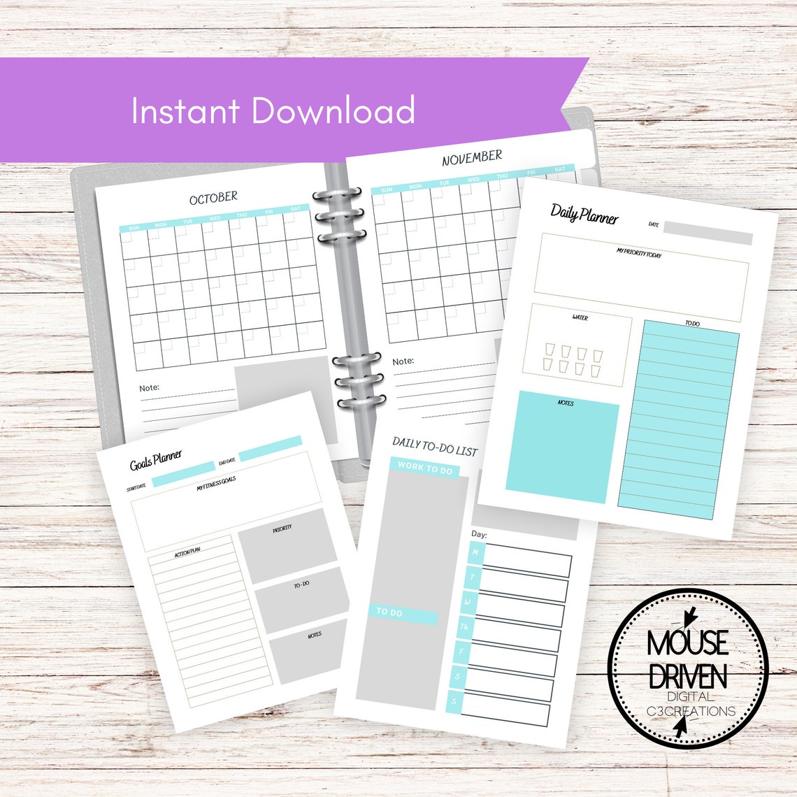 Simple Minimal Undated 12 Month/daily Planner - Etsy