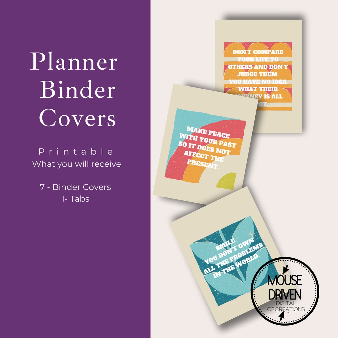 Binder Section Covers, Planner Cover Sections,add in Binder Covers - Etsy