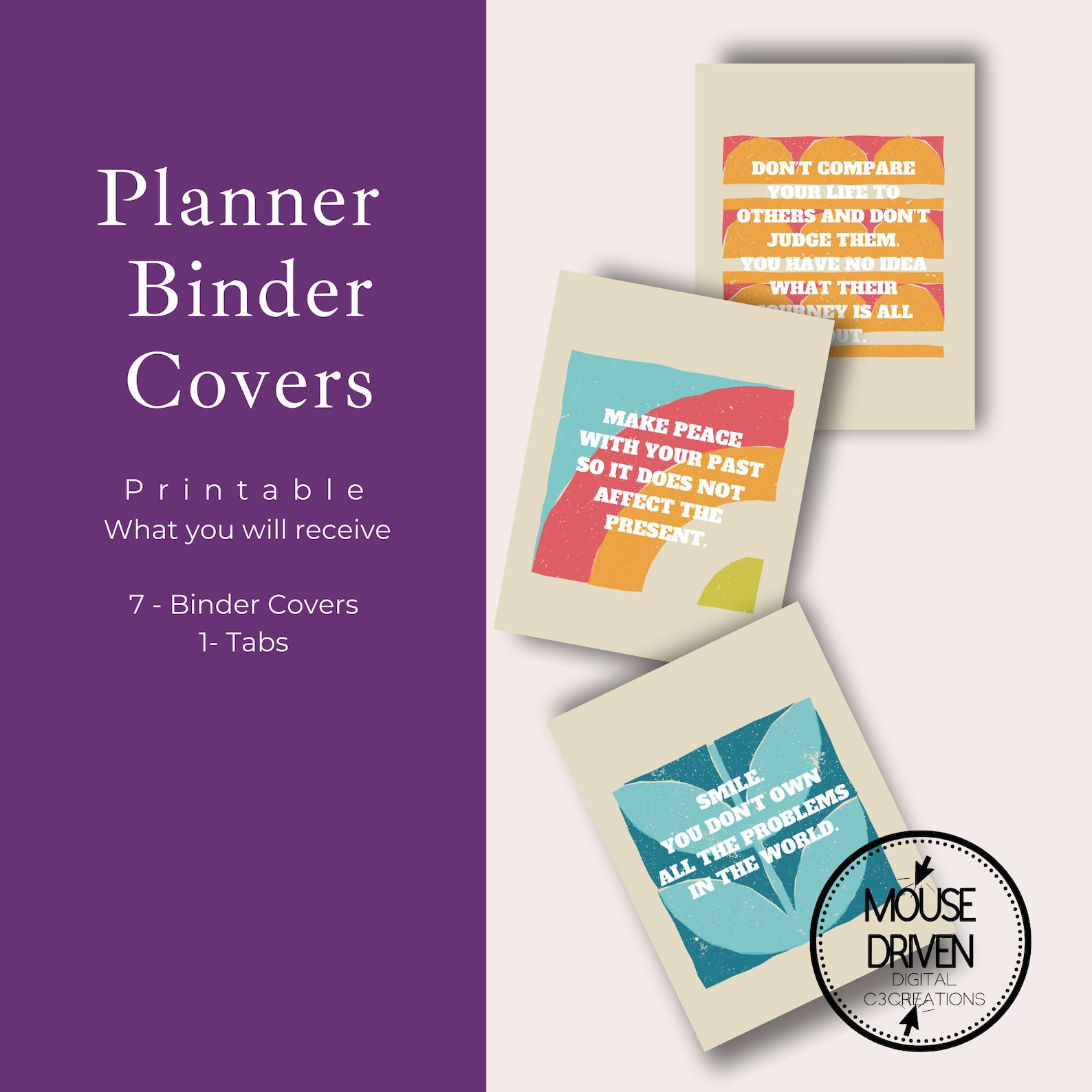 Binder Section Covers, Planner Cover Sections,add in Binder Covers - Etsy