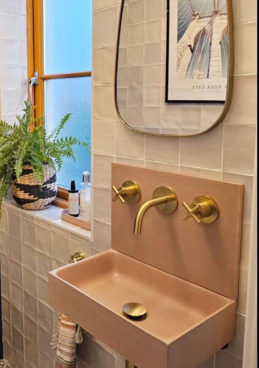 Fade Orange Backsplash Washbasin: Elevate Your Bathroom - Etsy