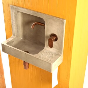 The Barbican Sink : Ice Gray Handcrafted Concrete Sink With Brass Tap ...