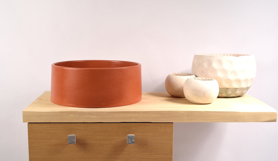 Terracotta Circle Basin / Washbasin Orange Vessel / Concrete Sink ...