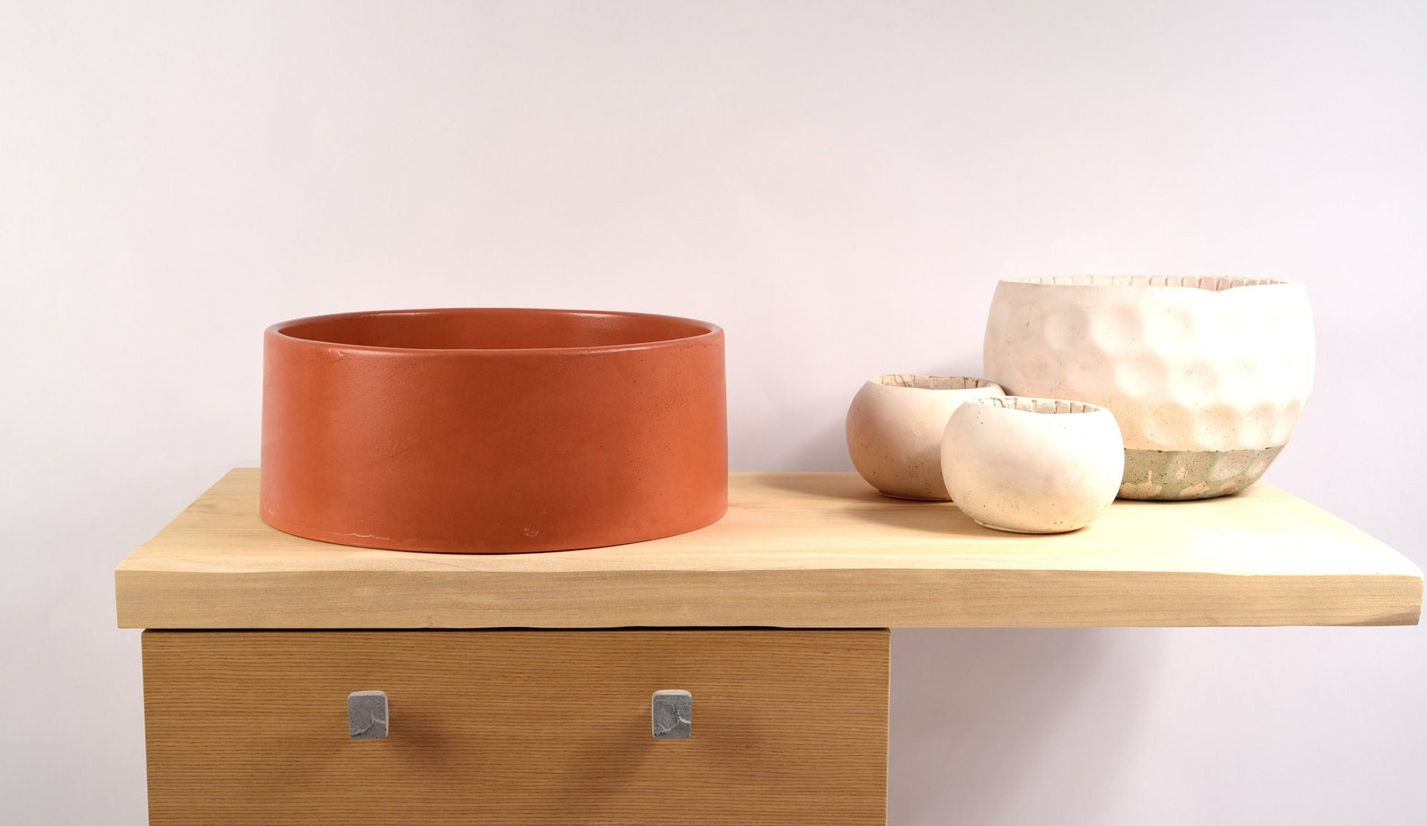 Terracotta Circle Basin / Washbasin Orange Vessel / Concrete - Etsy