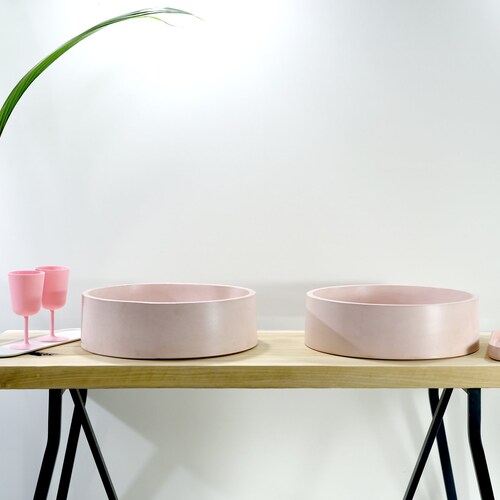 Pink Oval Concrete Bathroom Vessel Sink Wash Basin | Etsy