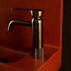 The Flat Barbican Sink : Handcrafted Concrete With Black Brushed Tap ...