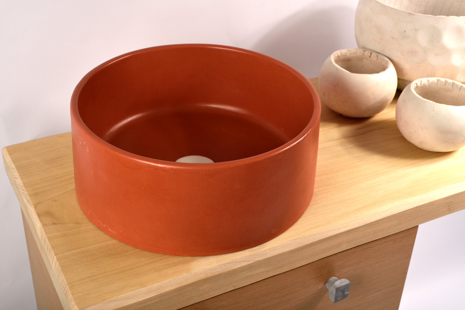 Terracotta Circle Basin / Washbasin Orange Vessel / Concrete - Etsy