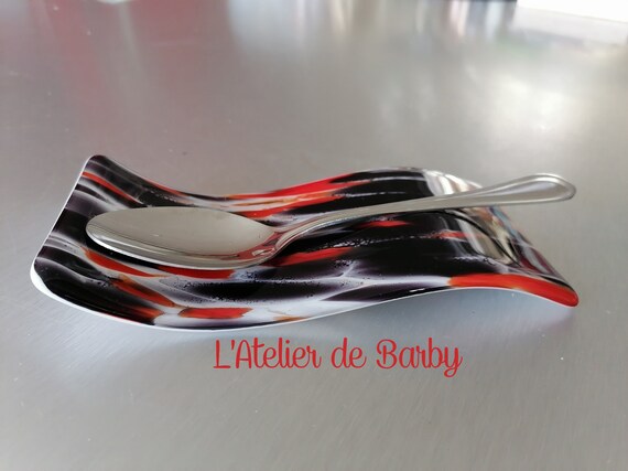 Rests melted glass spoon fusing glass spoon rest fuse glass | Etsy