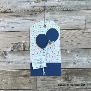 Handmade Gift Tags - Set of 4 (large); Happy Birthday Balloons ...