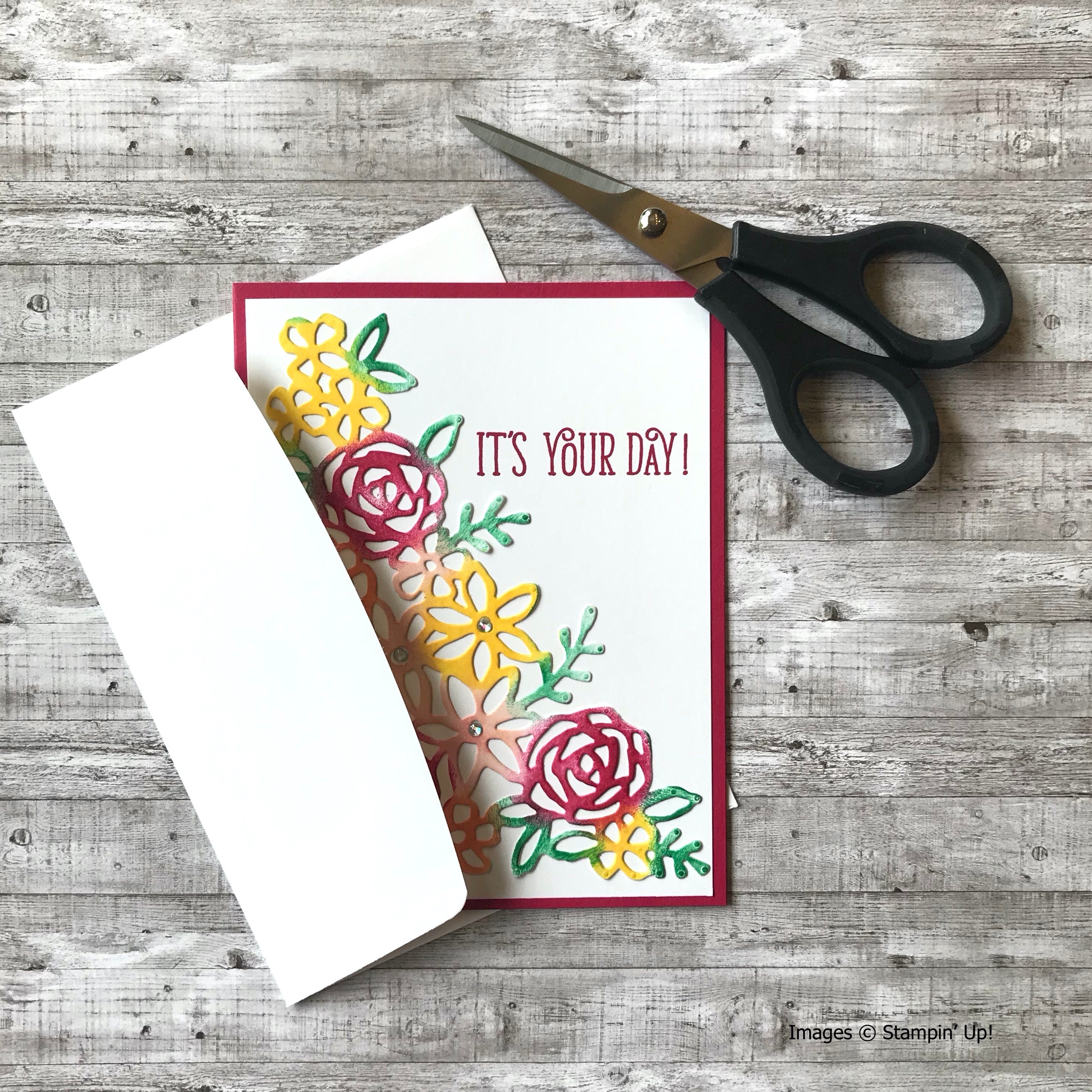 Handmade Birthday Card Floral Overlay two Options | Etsy