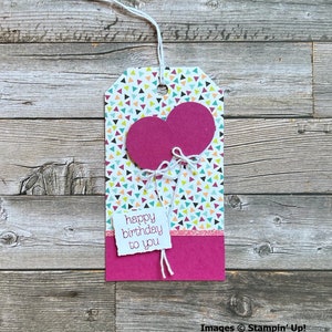 Handmade Gift Tags - Set of 4 (large); Happy Birthday Balloons ...