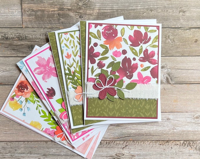 Set of 4 Note Cards awash in Beauty Split Panelblank Note Cards ...