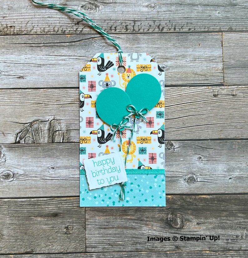 Handmade Birthday Gift Tags: Balloon Party Favor Tags, Set of 4 - Etsy
