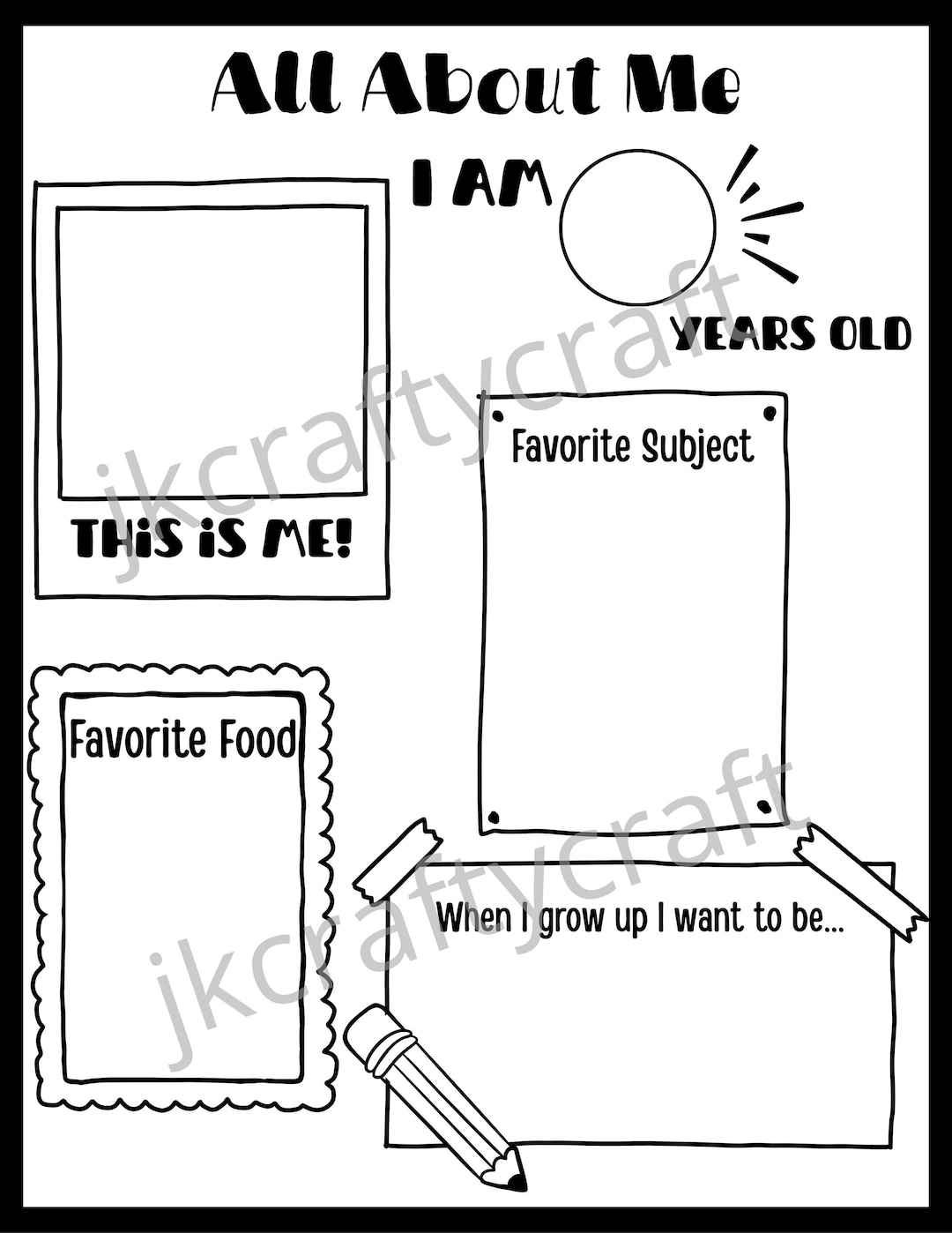 All About Me Worksheet: Back to School Printable Activity (PDF Download ...