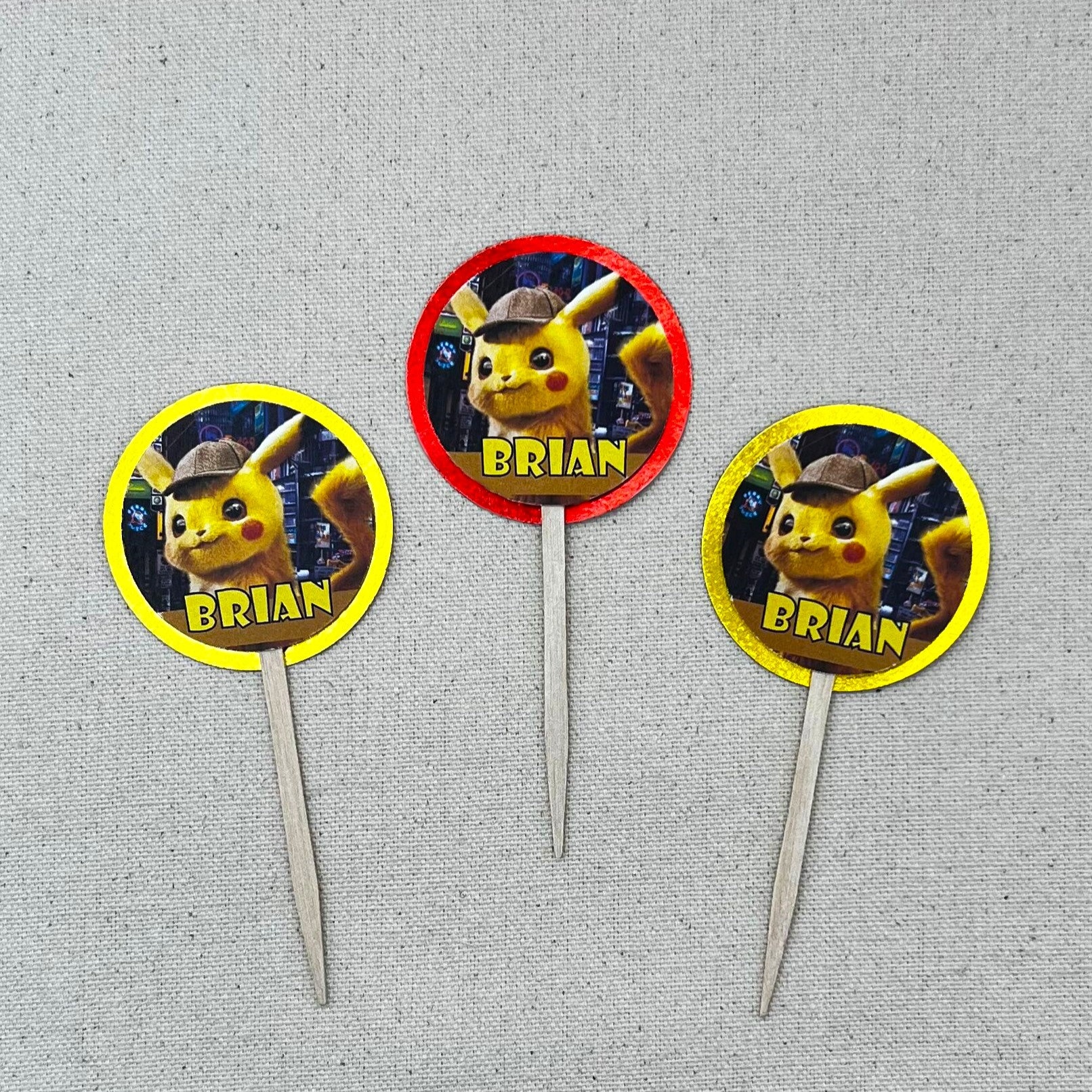 12 Personalized Option Pokemon Pikachu Cupcake Toppers for Birthdays ...