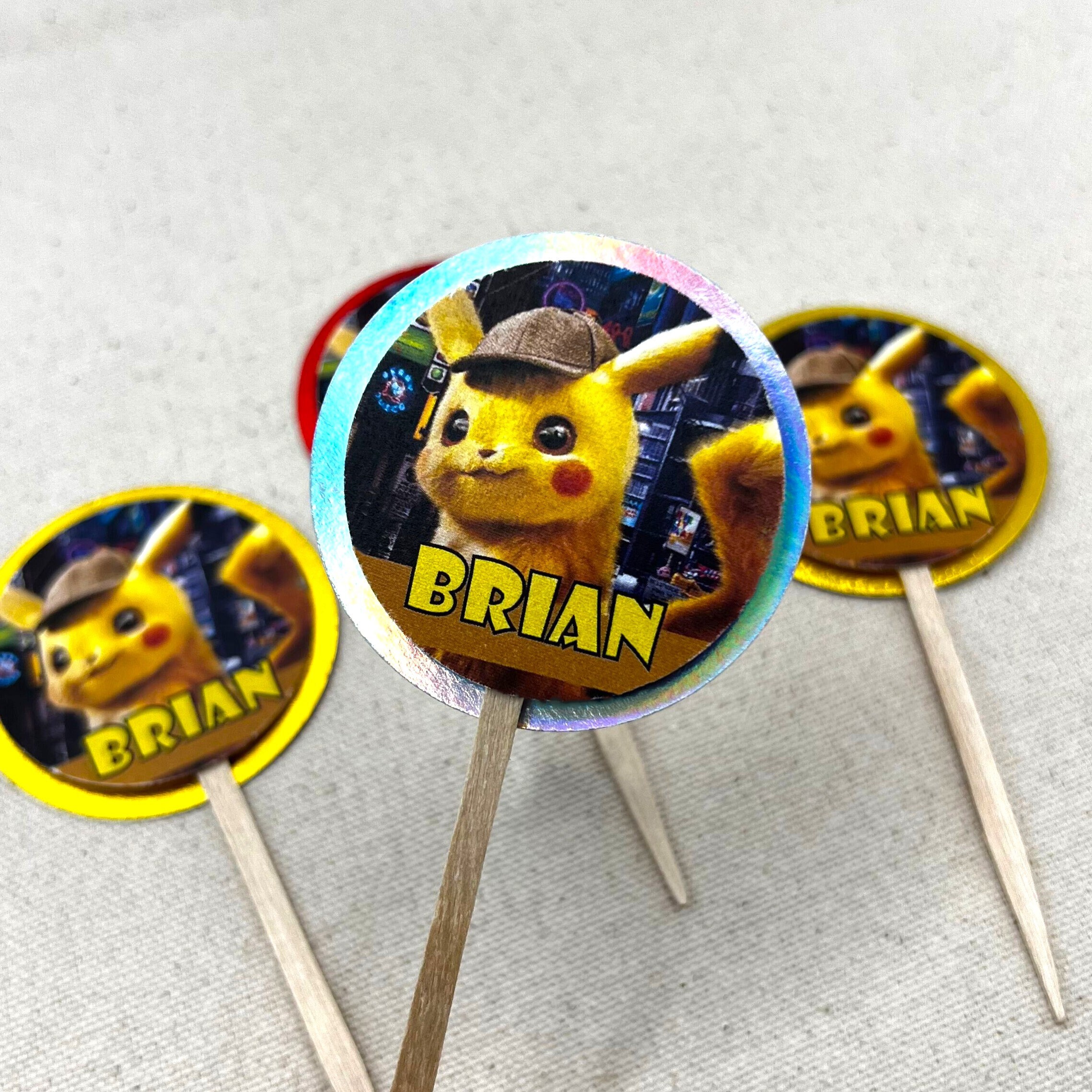 12 Personalized Option Pokemon Pikachu Cupcake Toppers for Birthdays ...