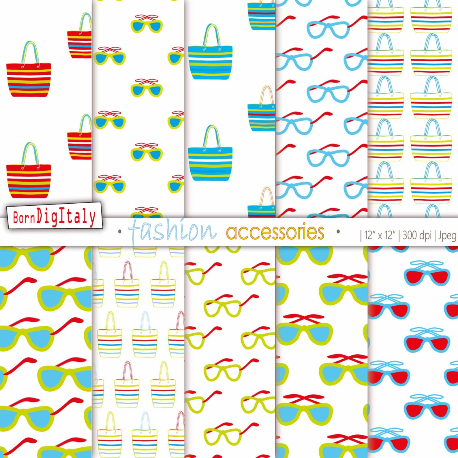 Fashion Printable Seamless Pattern Sunglasses Digital - Etsy