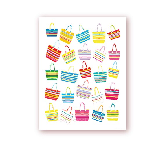 Beach Tote Bags Printable Fashion Poster Teen Girl Digital | Etsy