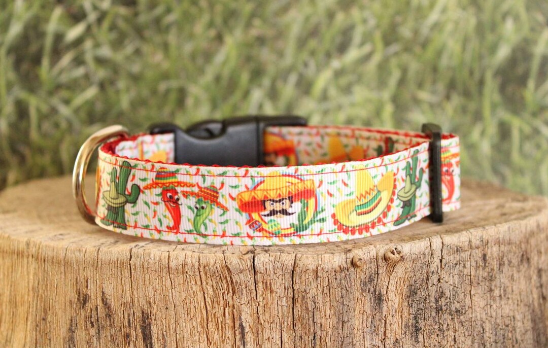 Mexican Fiesta Chili Pepper Dog Collar, Southwestern Fiesta Dog Collar ...