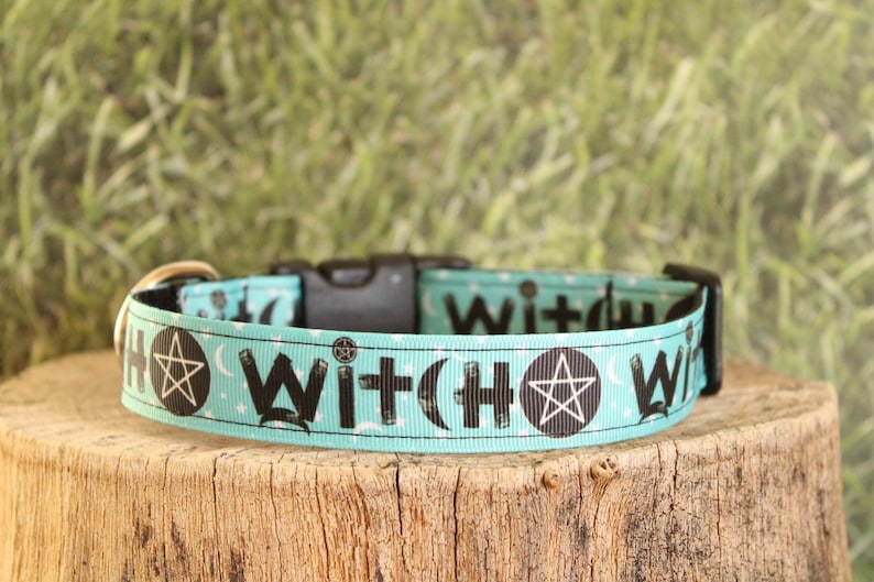 Wiccan Dog Collar, Pentagram Dog Collar, Witch Dog Collar, Triple Moon ...
