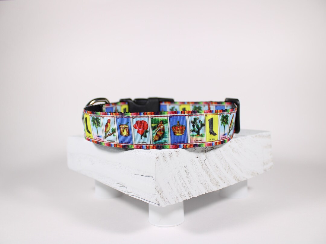 Loteria Dog Collar, Mexican Lottery Dog Collar, Lotería Serape Lottery ...
