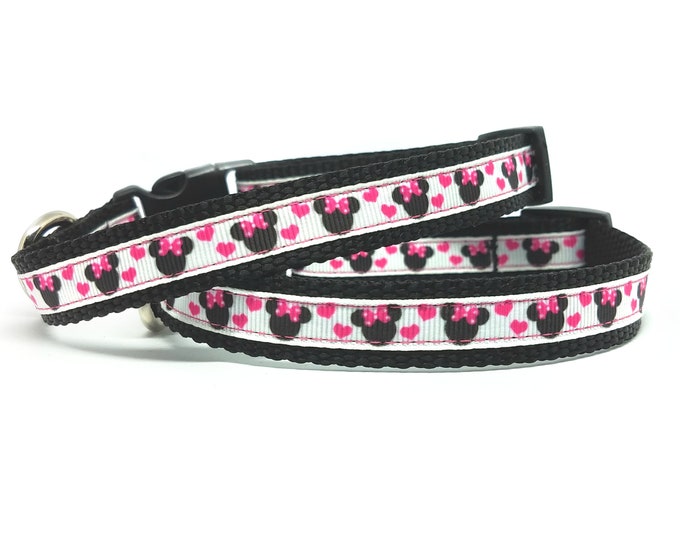 Minnie Mouse Dog Collar, Minnie Dog Collar, Adjustable Handmade Dog ...