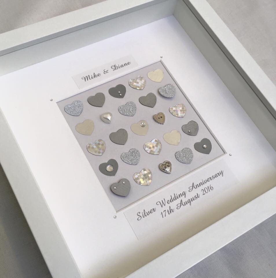Silver Wedding Anniversary Love Hearts Personalised Frame With - Etsy UK