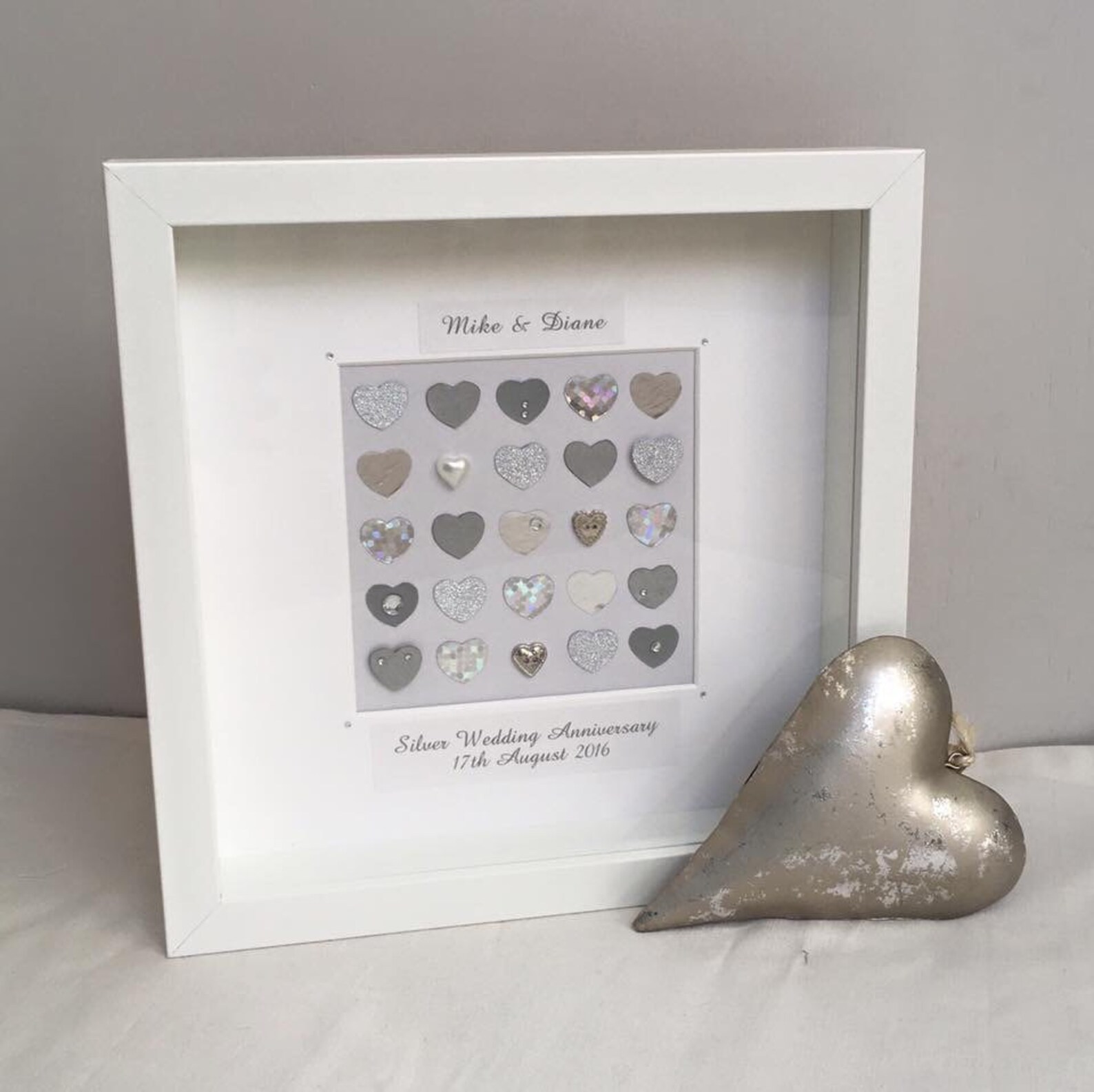 Silver Wedding Anniversary Love Hearts Personalised Frame With - Etsy UK