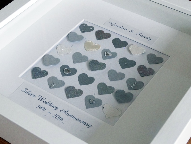 Silver Wedding Anniversary Love Hearts Personalised Frame With - Etsy UK