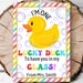 Printable Lucky Duck Back to School Gift Tag Editable Rubber Duck Gift ...