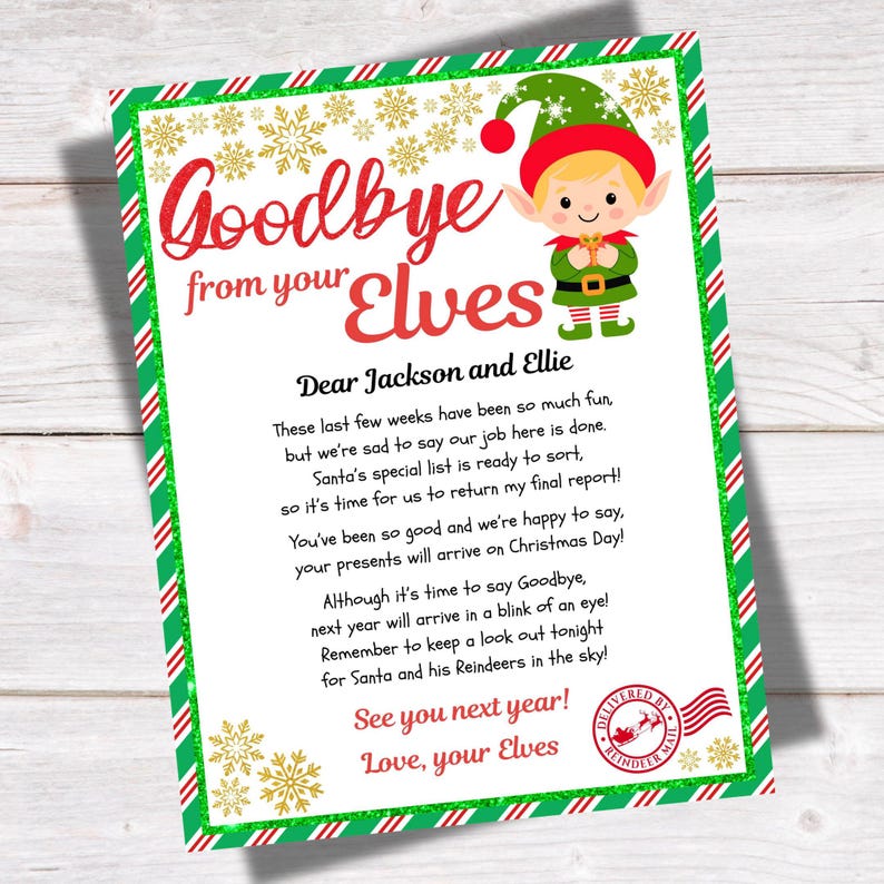 Editable Elves Goodbye Letter Elves Bye Letter Printable Christmas ...