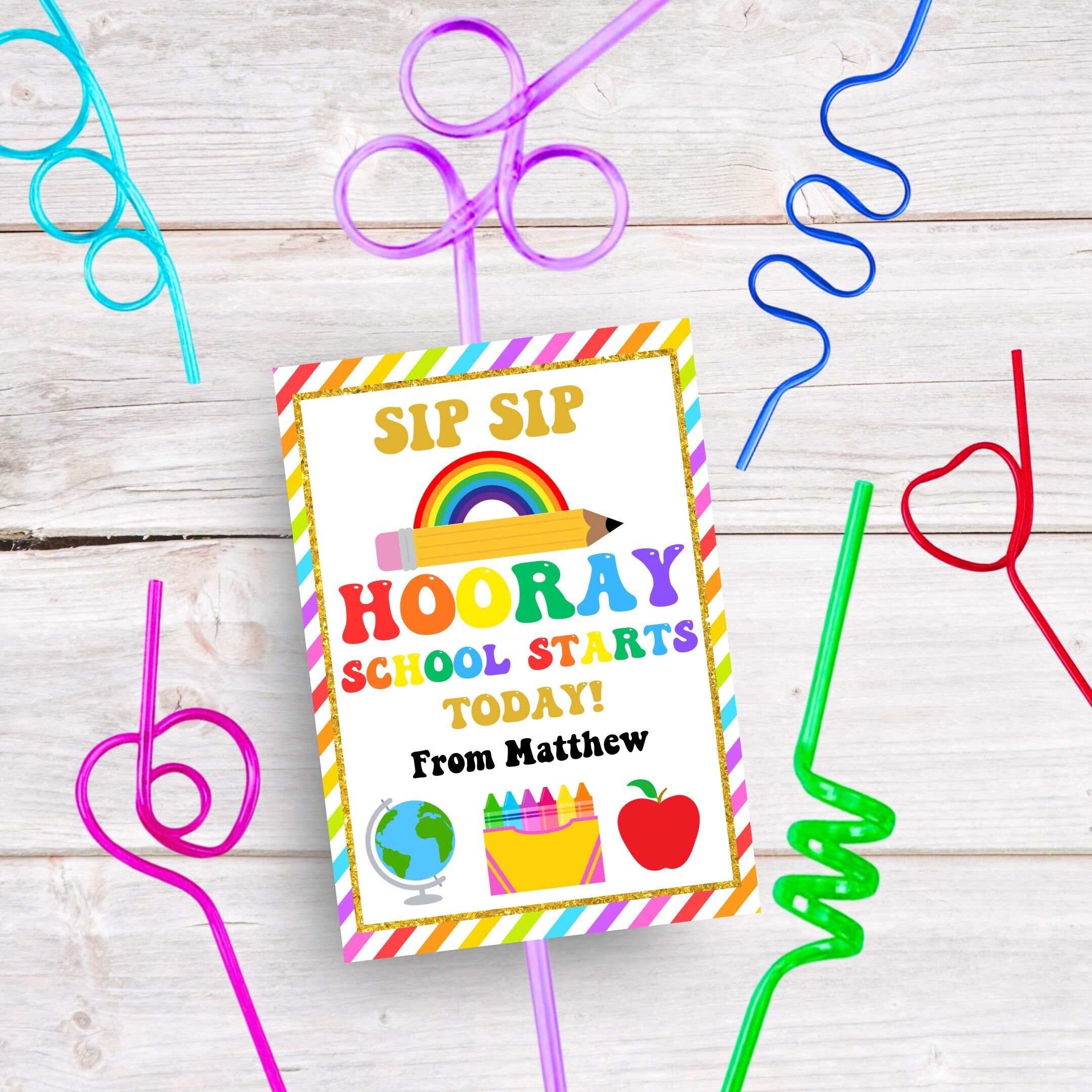 Printable Straw Back to School Tag Editable Silly Straw Gift Tag ...