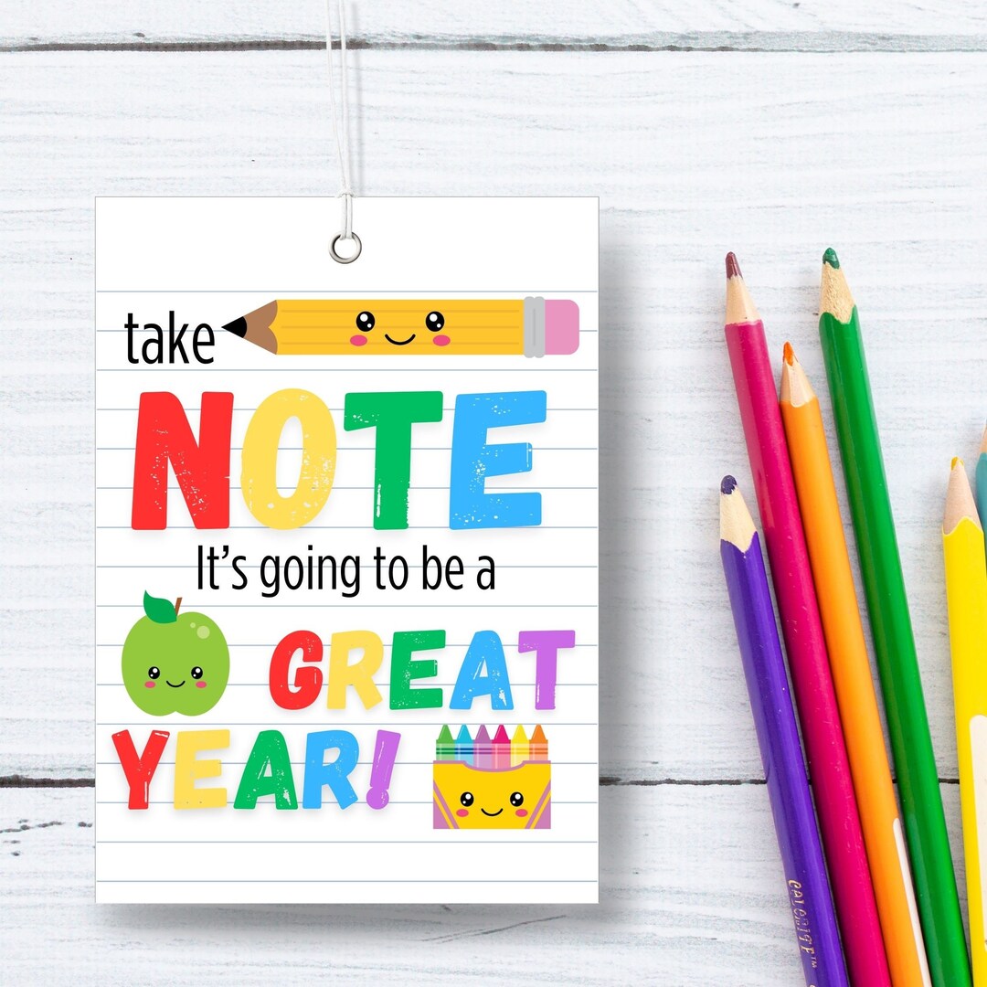 Printable Back to School Gift Tag NON EDITABLE Take Note First Day Back ...