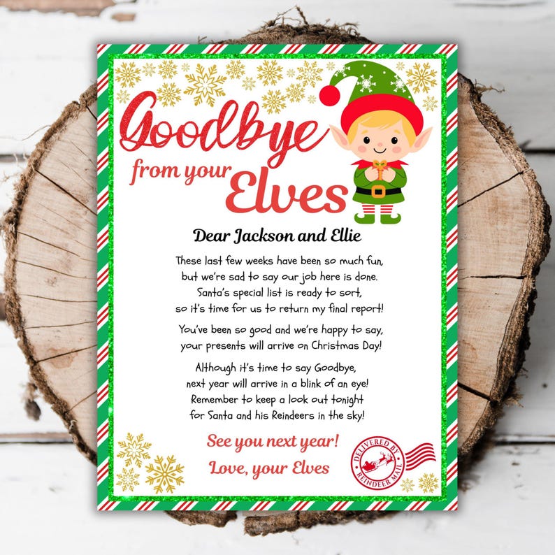 Editable Elves Goodbye Letter Elves Bye Letter Printable Christmas ...