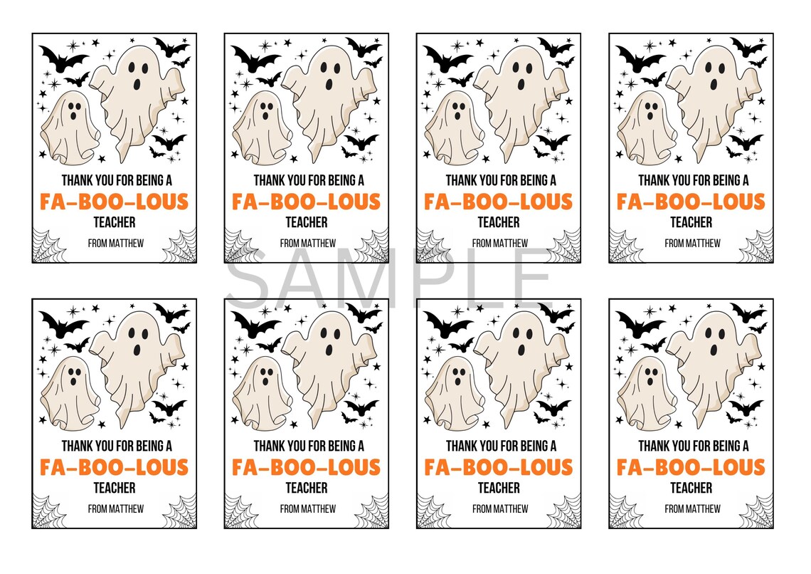 Printable Halloween Faboolous Gift Tag Editable Teacher Halloween Gift ...