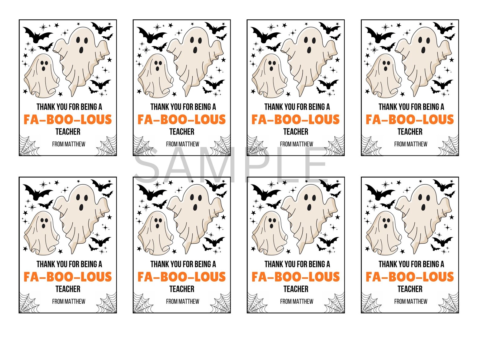 Printable Halloween Faboolous Gift Tag Editable Teacher Halloween Gift ...