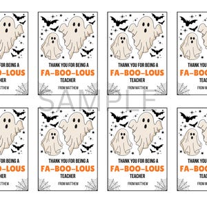 Printable Halloween Faboolous Gift Tag Editable Teacher Halloween Gift ...