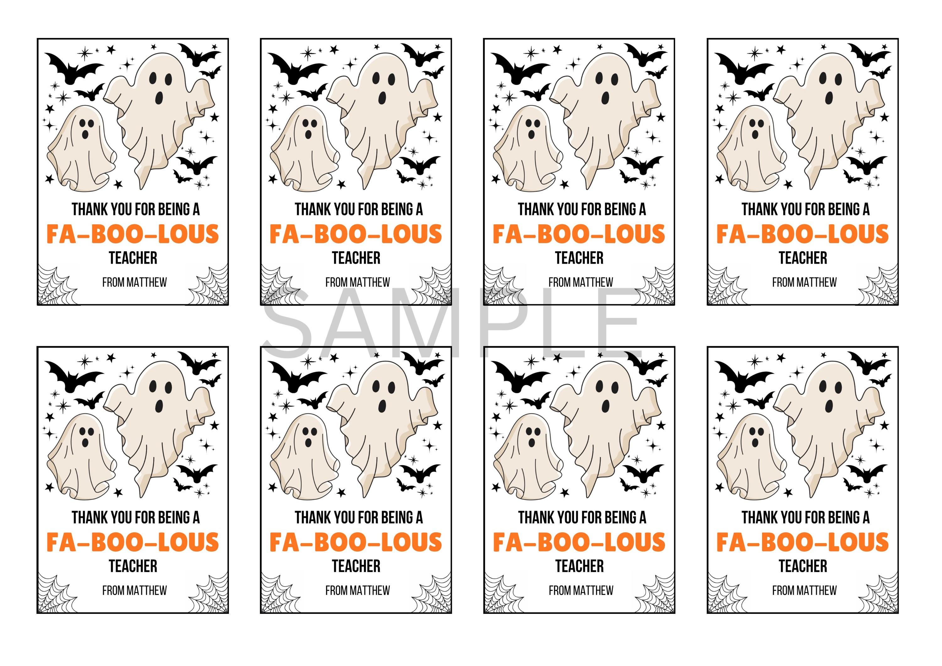 Printable Halloween Faboolous Gift Tag Editable Teacher Halloween Gift ...