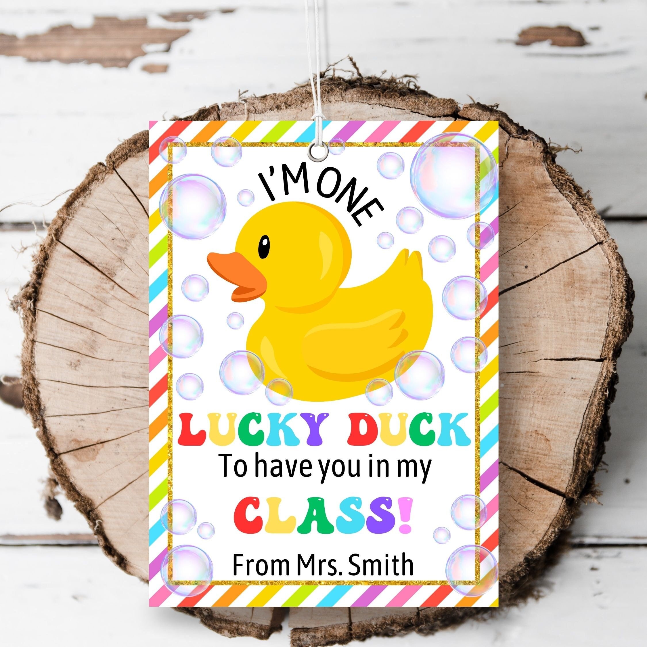 Printable Lucky Duck Back to School Gift Tag Editable Rubber Duck Gift ...