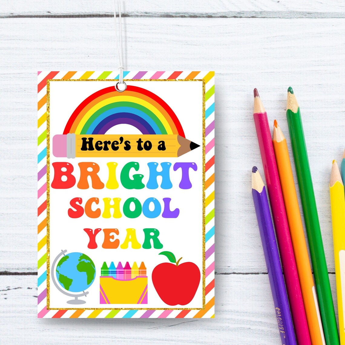 Printable Back to School Gift Tag Bright Year First Day Back Tag NON ...