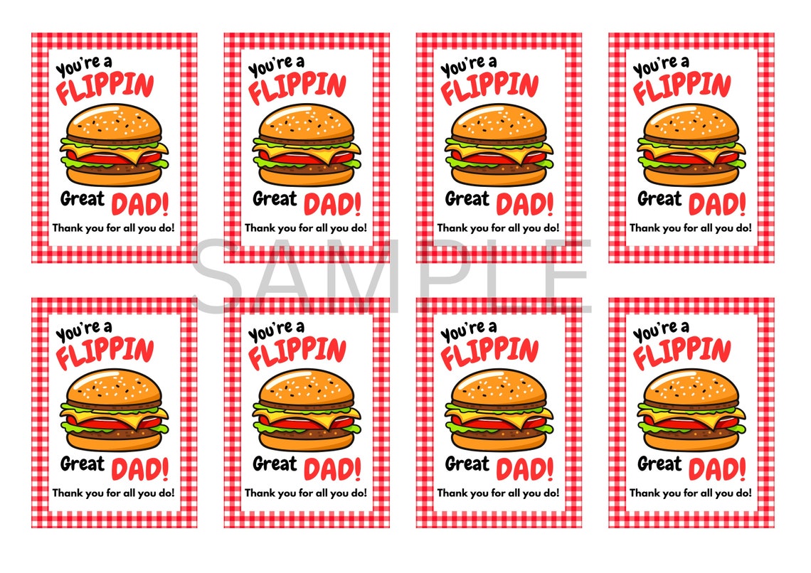Printable Fathers Day Gift Tag Flippin Great Dad Tag NON EDITABLE ...