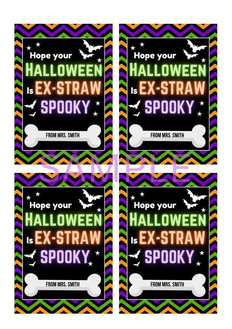 Printable Halloween Straw Tag Editable Silly Straw Trick or Treat Gift ...