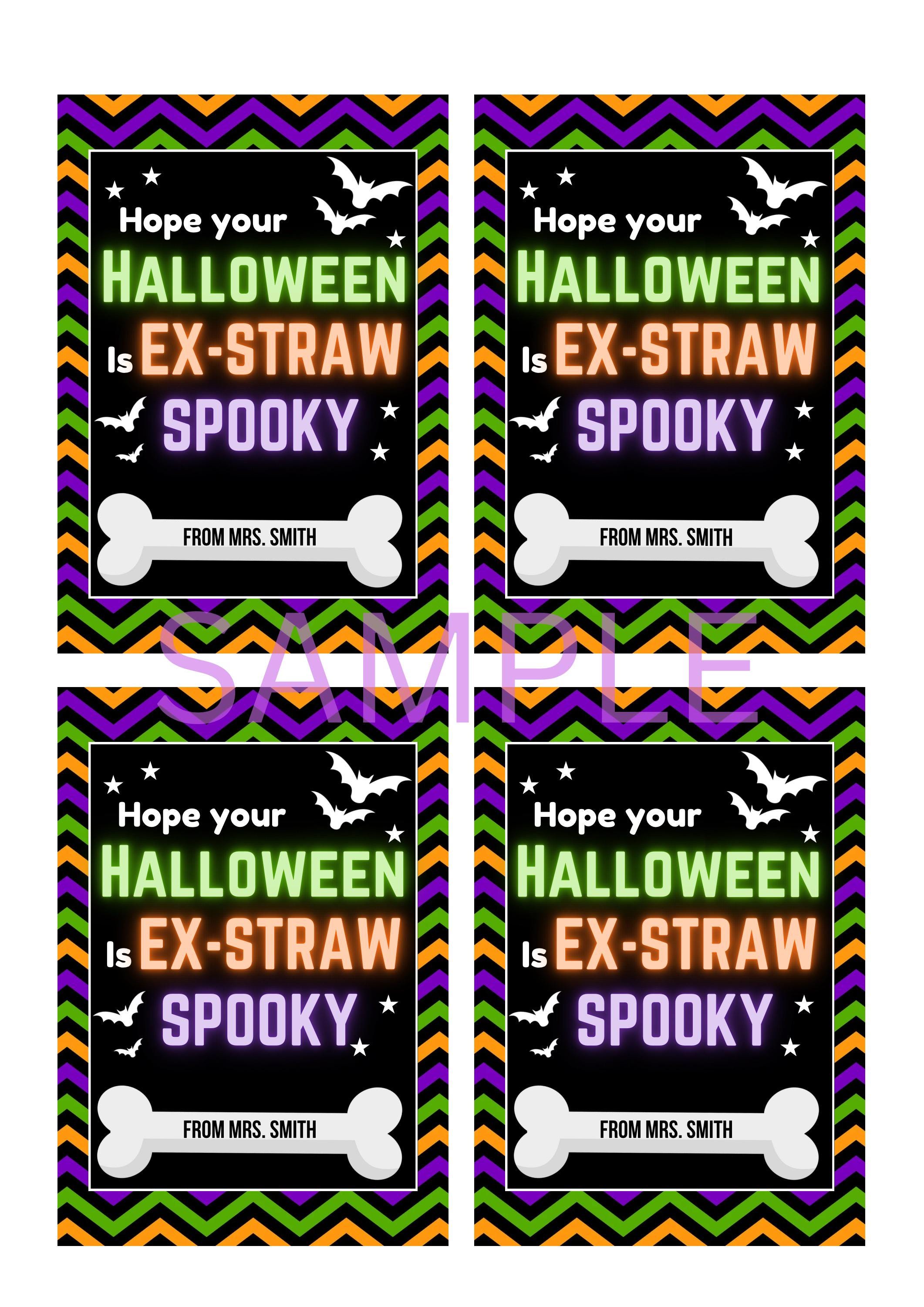 Printable Halloween Straw Tag Editable Silly Straw Trick or Treat Gift ...