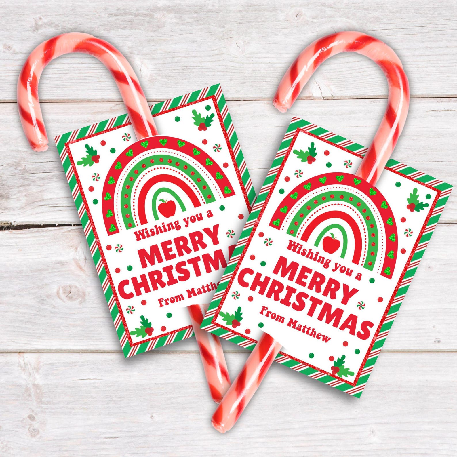 Printable Candy Cane Gift Tag Editable Christmas Candy Cane Holder ...
