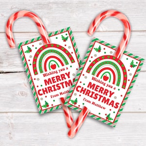 Printable Candy Cane Gift Tag Editable Christmas Candy Cane Holder ...