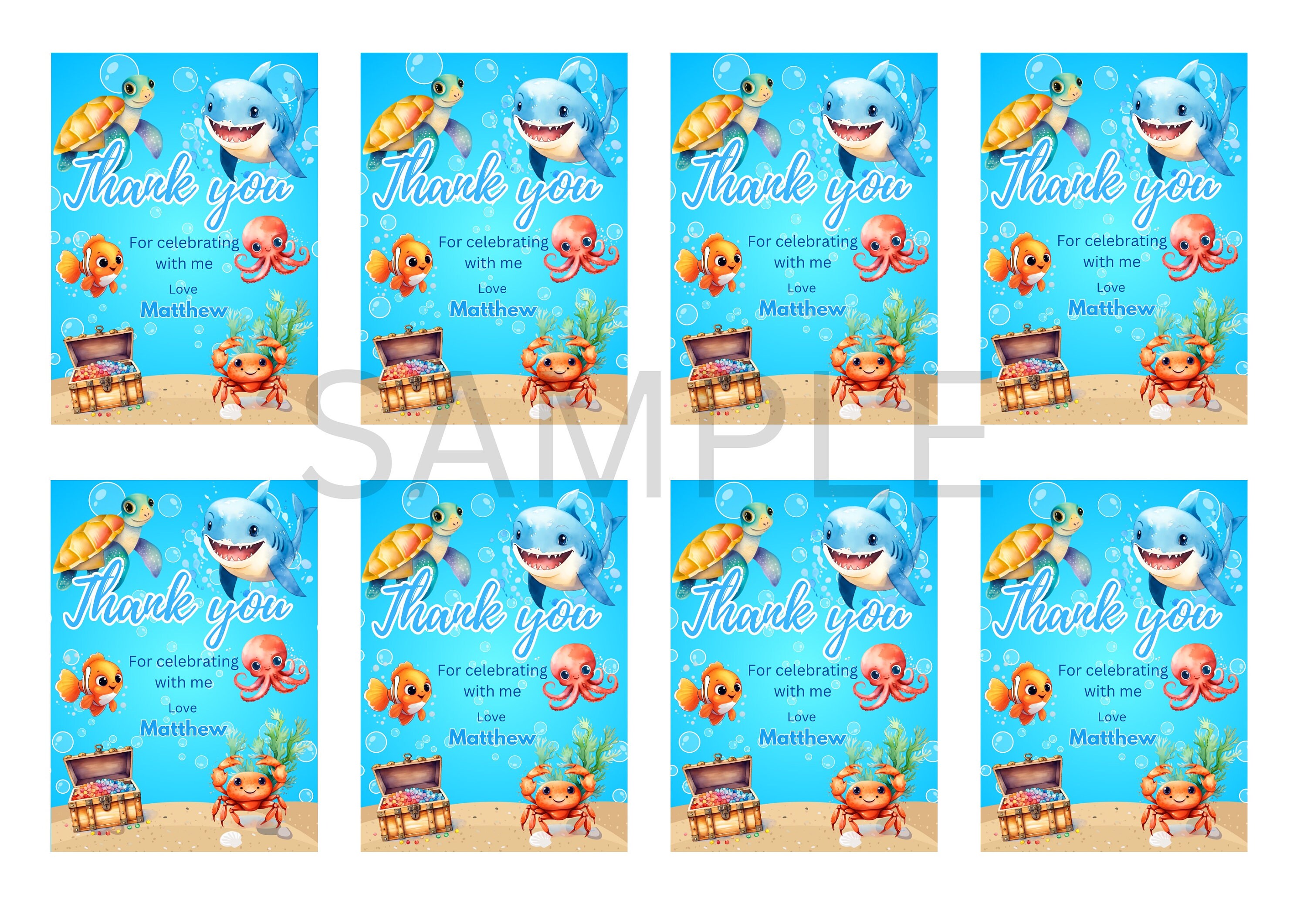 Printable Under the Sea Birthday Party Favor Tags Template Shark Ocean ...