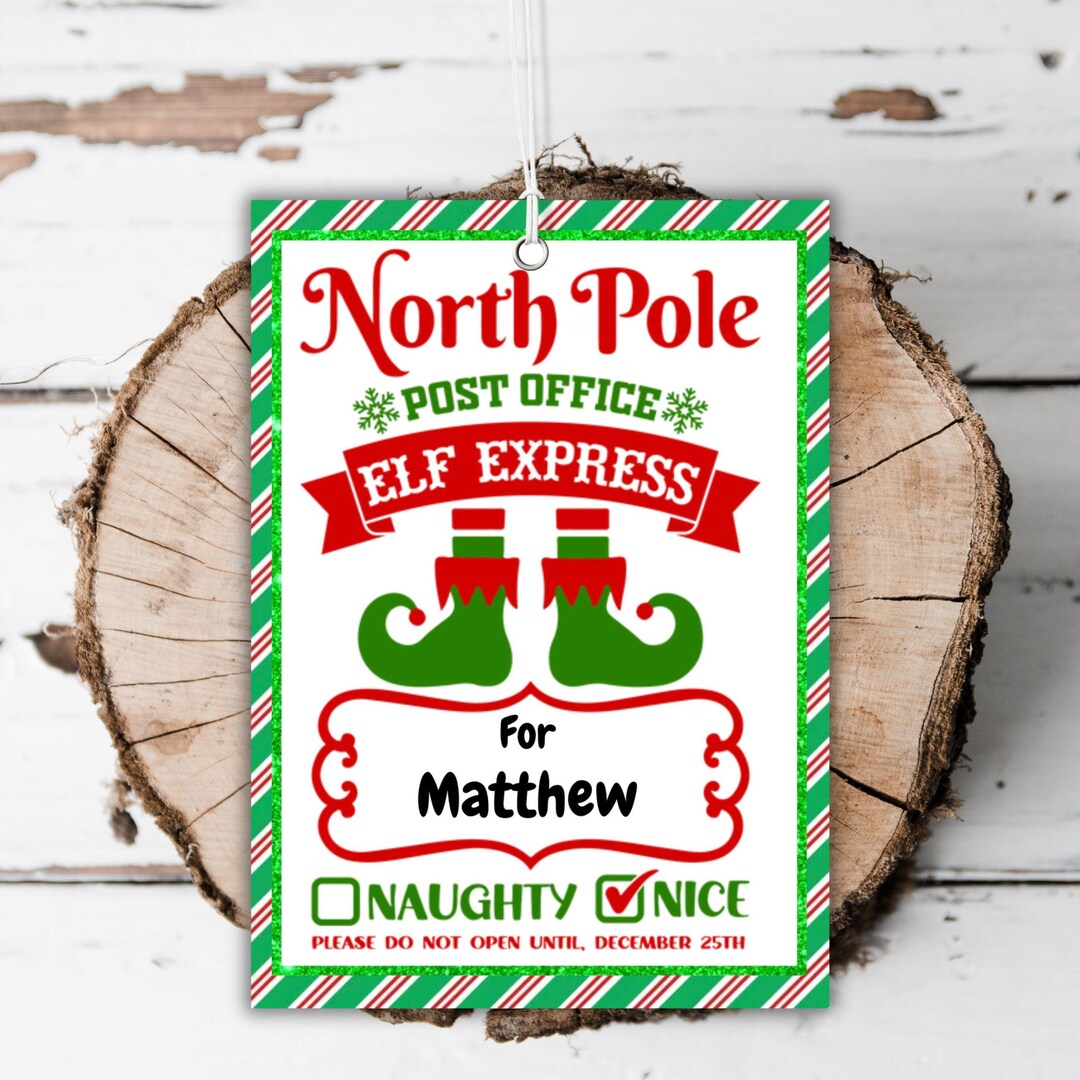 Printable Christmas Elf Gift Tag Editable Christmas Eve Gift Tag School ...