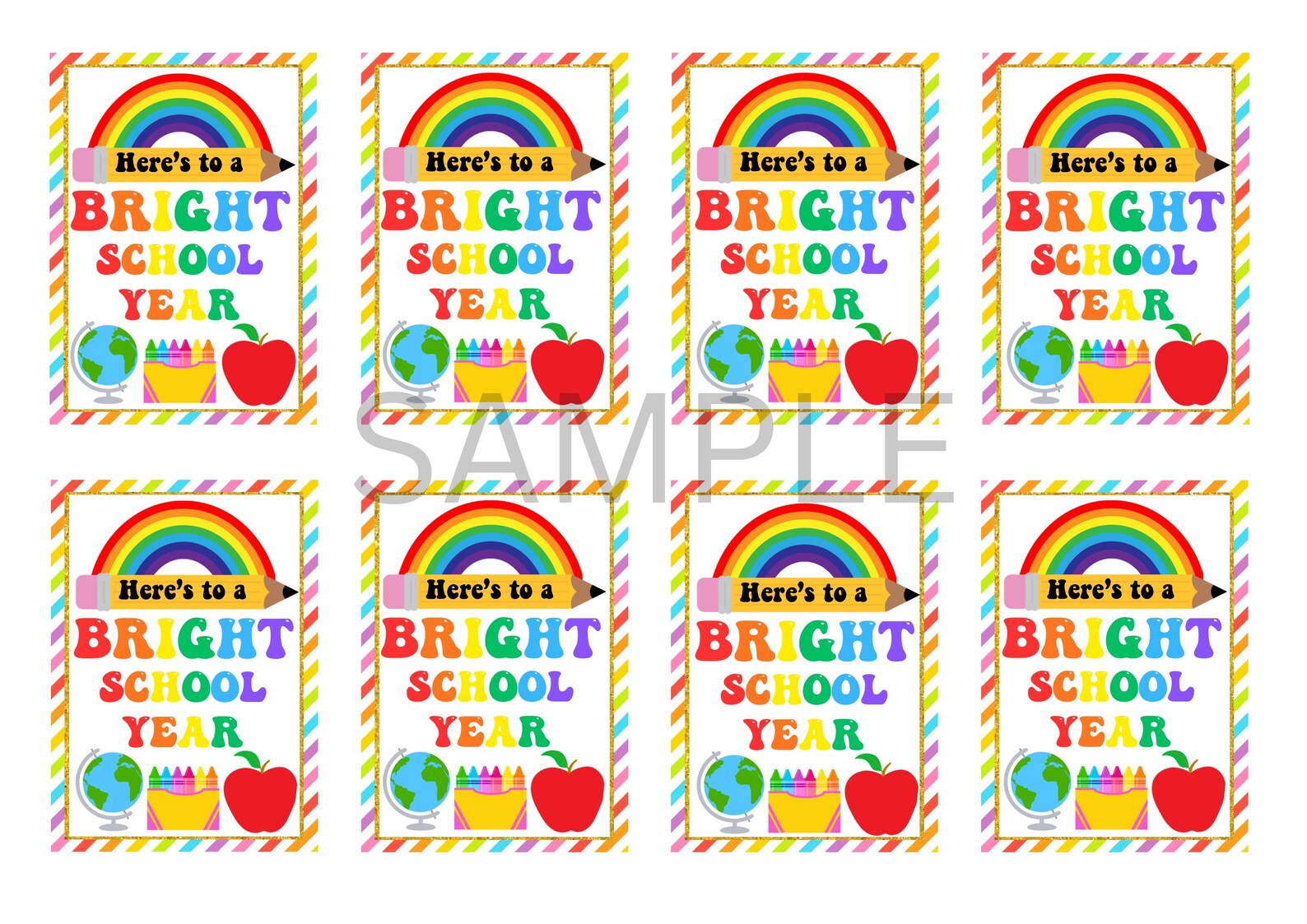 Printable Back to School Gift Tag Bright Year First Day Back Tag NON ...