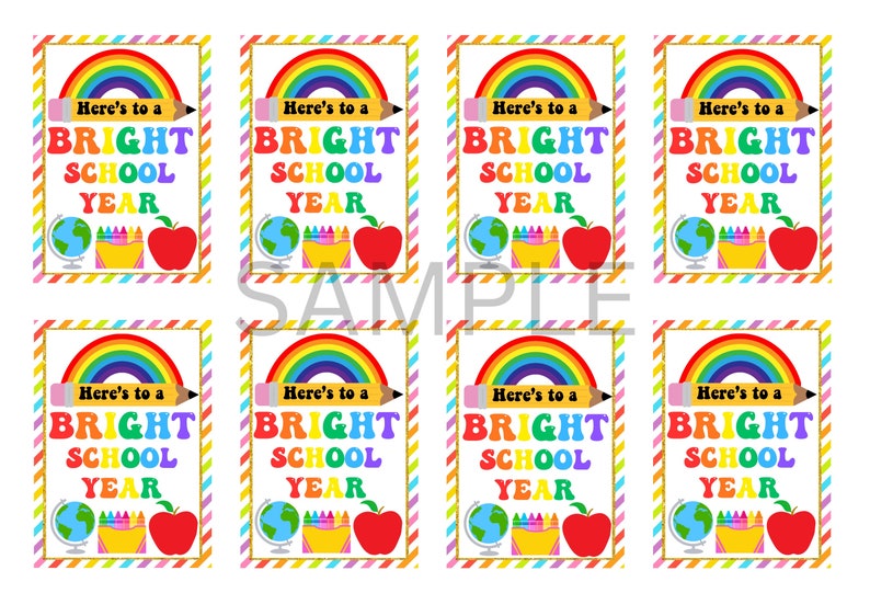 Printable Back to School Gift Tag Bright Year First Day Back Tag NON ...