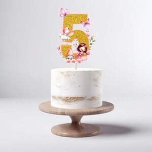 Printable Fairy 5th Birthday Cake Topper Girls Pixie Five Birthday ...